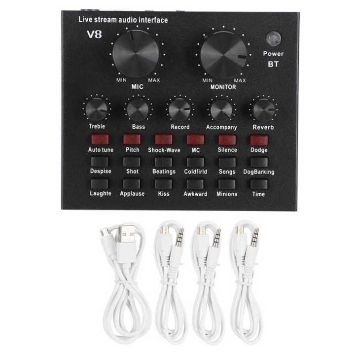 V8 Audio External USB Bluetooth Headset Microphone Broadcast Sound Card ...