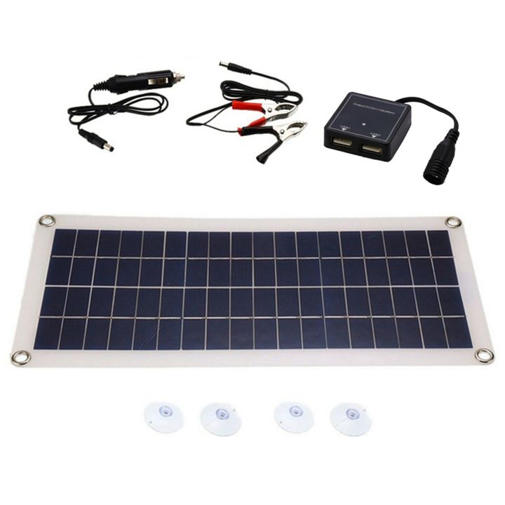 OUMERY 2X 8W 12V Dual USB/DC Flexible Solar Panel Efficient Car Battery ...
