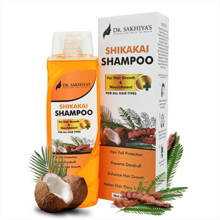 Dr. Sakhiya’s Shikakai Shampoo for Hair Growth & Nourishment | Hair Fall Protection, Dandruff ...