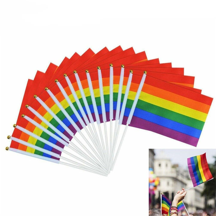 Colorful Handheld Rainbow Flag Festive Portable Lightweight Mini ...