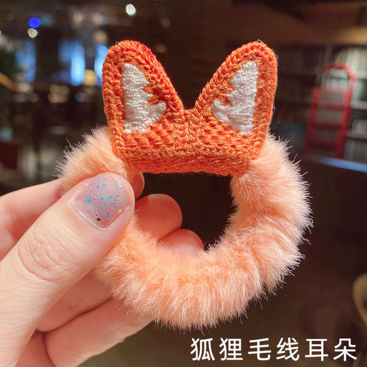 【Top Picks】Fall/winter new rabbit plush hair ring cute ball head in ...