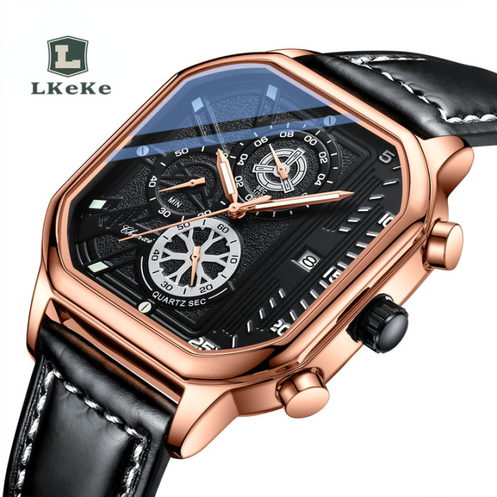 Analog Watches Square Multifunctional Men's Watch Waterproof ...