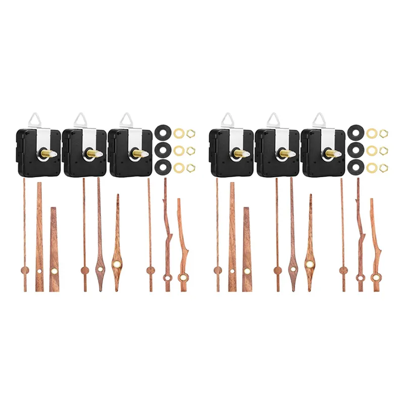 6 Pcs Quartz Clock Movement Mechanism Parts with 3 Types of Walnut Wood ...