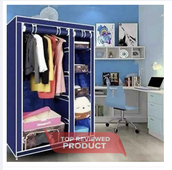 2 Door Storage Wardrobe Foldable and Movable Cloth/Fabric Wardrobe with ...