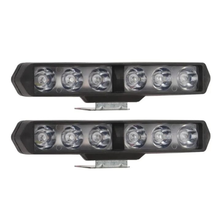 12V 2pcs DRL Flash 6LED Flat Headlight SpotLights Auxiliary High ...