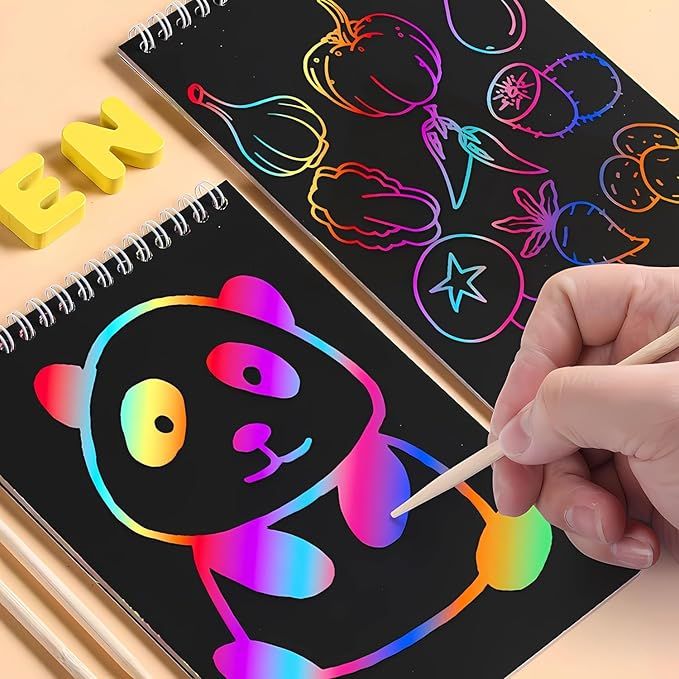 Scratch Art Books for Kids, Magic Scratch Paper Black Scratch it Off ...