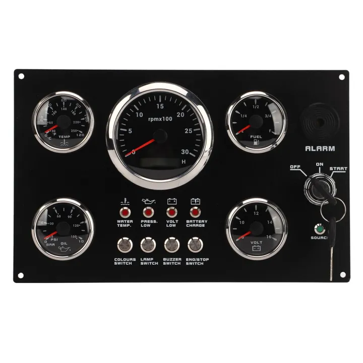 Boat Dash Instrument Panel, 5 Gauge Set 0.0 To 99999.9H Boat Gauge Set ...