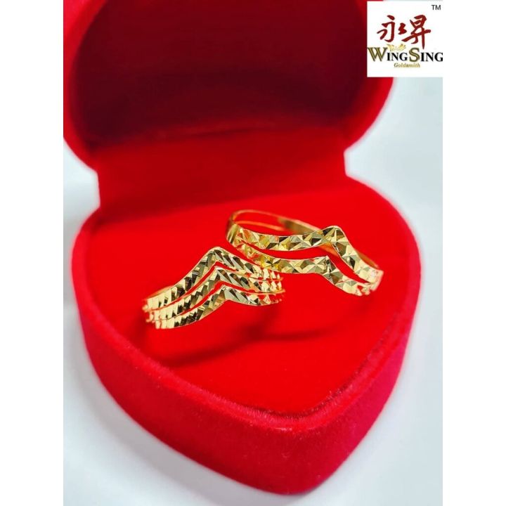 Wing Sing 916 Gold V Ring / Cincin Viral Huruf V Emas 916 | Daraz.lk