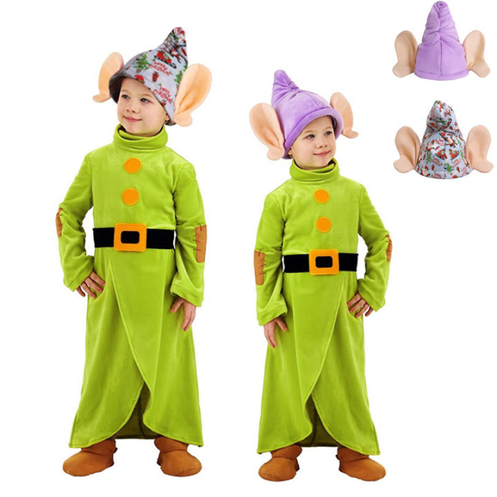 Halloween Elf Cosplay Dwarfs Jumpsuit Carnival Costumes For Kids Boys ...