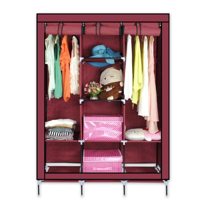 3 Door Storage Wardrobe Foldable and Movable Cloth/Fabric Wardrobe with ...
