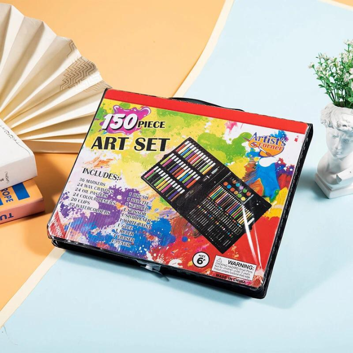 150 Piece Deluxe Art Set Drawing Set for Kids Crafts Kit Box Gift Art ...