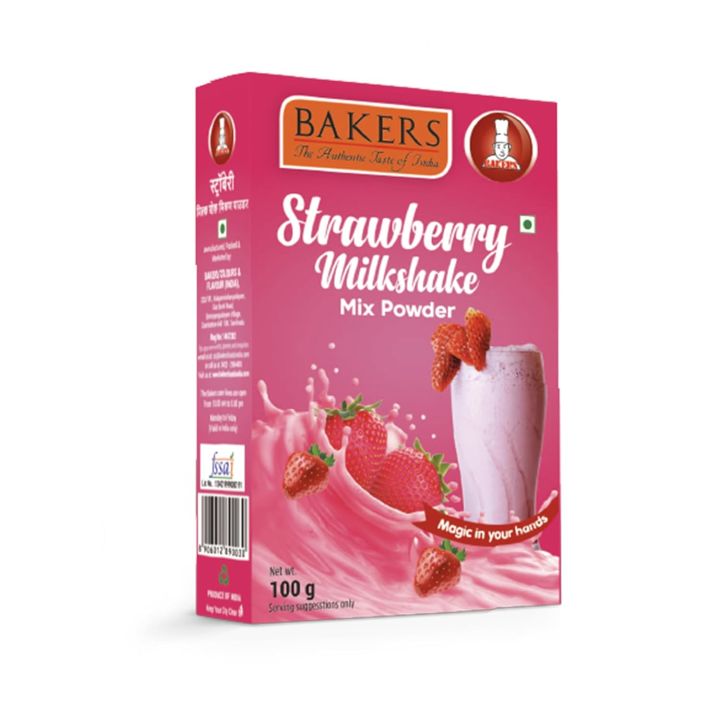 BAKERS Milkshake Powder Strawberry Flavour Premix Pack of 3 (100 gm x 3 ...
