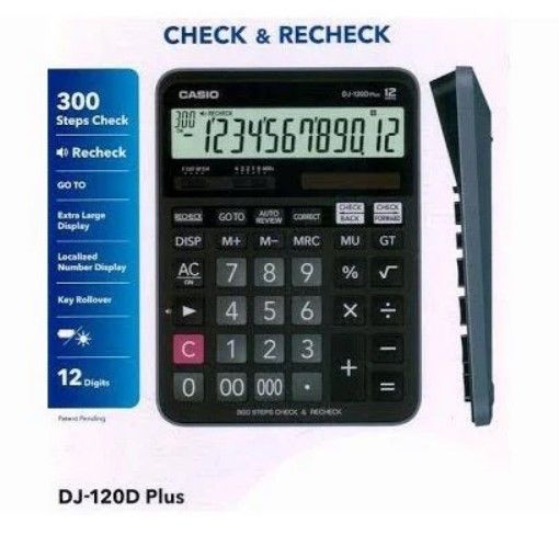 MJ-120D PLUS CASIO 12-Digits Calculator Check & Correct with LCD Dsplay ...