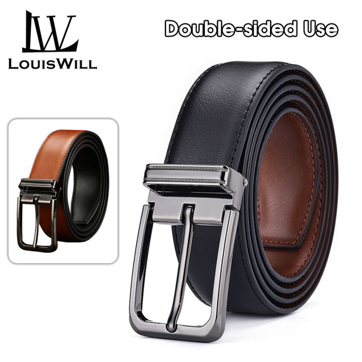 LouisWill Men's Belt Men Fashion Belt Double-sided Belt Genuine Leather ...