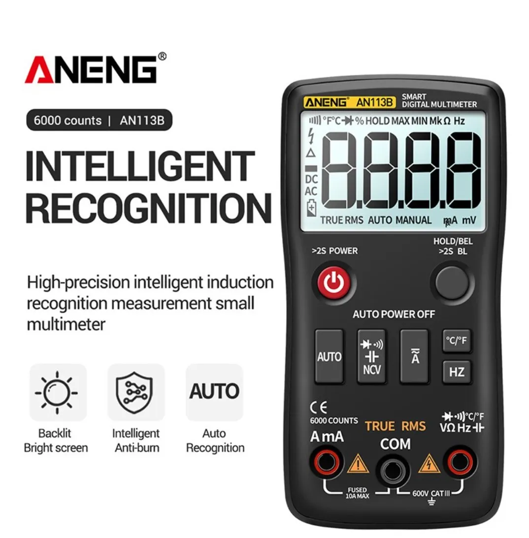 ANENG Newest Aneng An113B 6000 Counts Full Intelligent Automatic Range ...