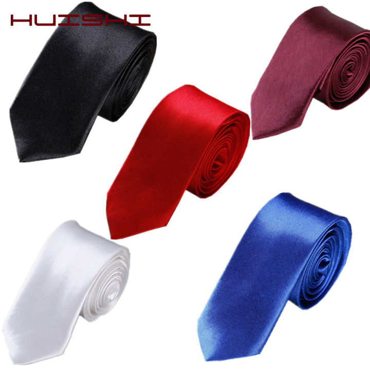 Huishi Party Necktie For Men Solid Color Neckties Mens Narrow Cravat ...