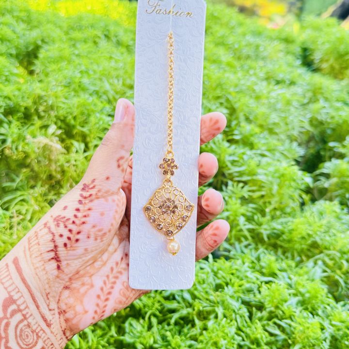 Indian Bollywood Traditional gold color Head Accessory nalal theli with ...