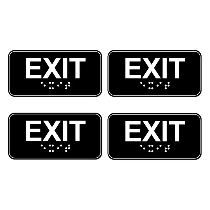 4pcs Exit Sign with Braille 6x3in Emergency Exit Sign for Indoor ...