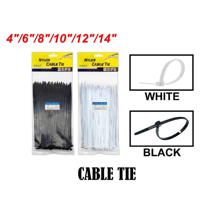 CABLE TIE 4/6/8/10/12/14 INCH PENGIKAT KABEL HITAM PUTIH (WHITE/BLACK ...
