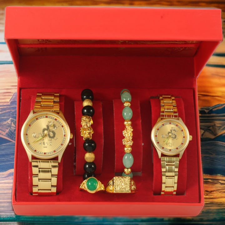 Limited Time Sale Golden Dragon Couple Watch Set One Box Two Pieces ...