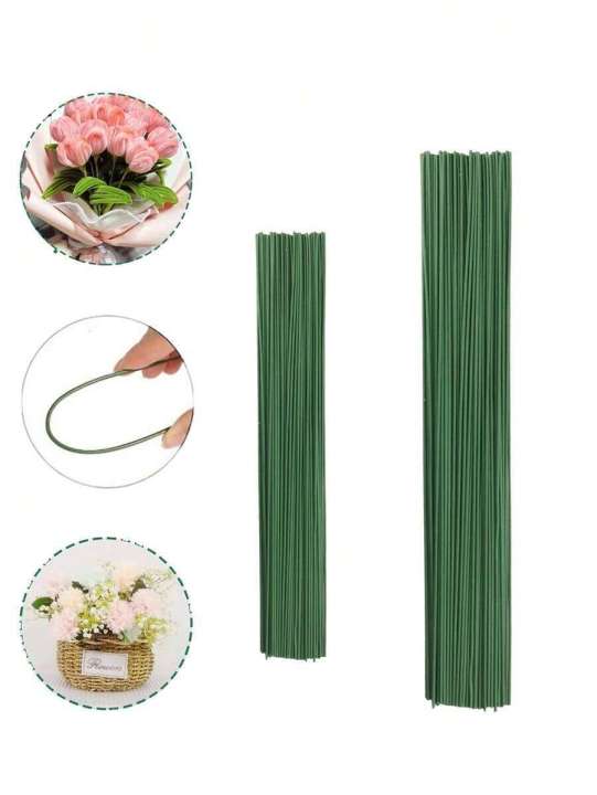 100/50/25Pcs 5.9/7.87in-20/15cm Stem Green Wires Plastic Florist Stems ...