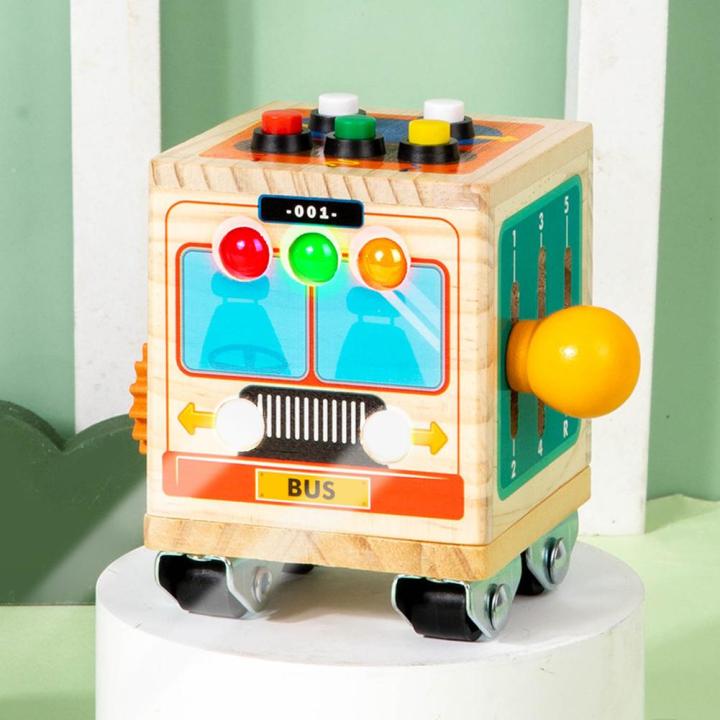 Kidlove Busy Activity Cube Bus Design Wooden Car Activities Cube With ...
