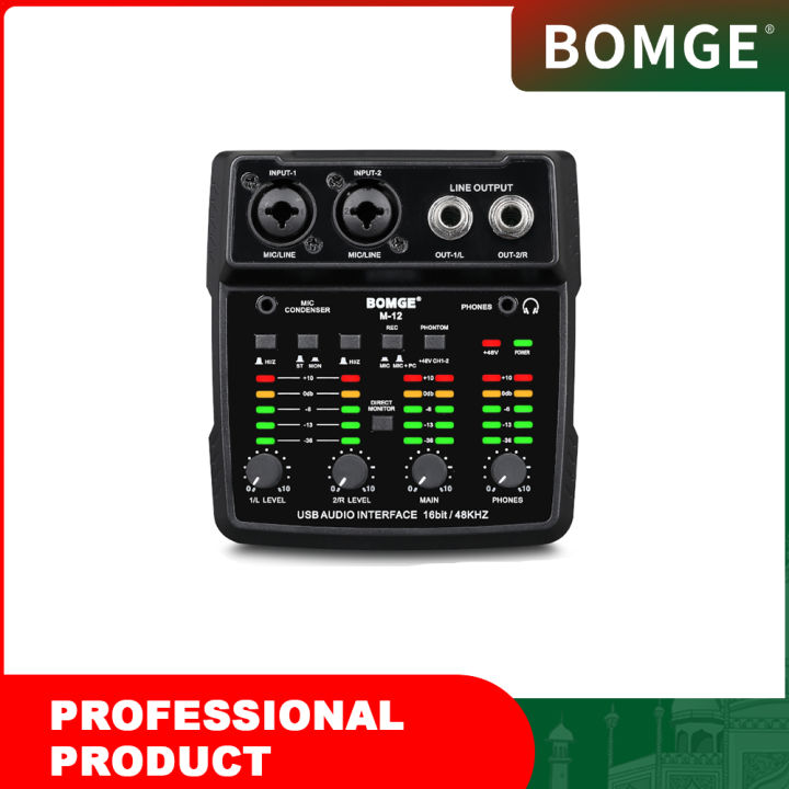 BOMGE M-12 USB Audio Interface for PC,Interface for Recording Music Computer Recording Audio ...