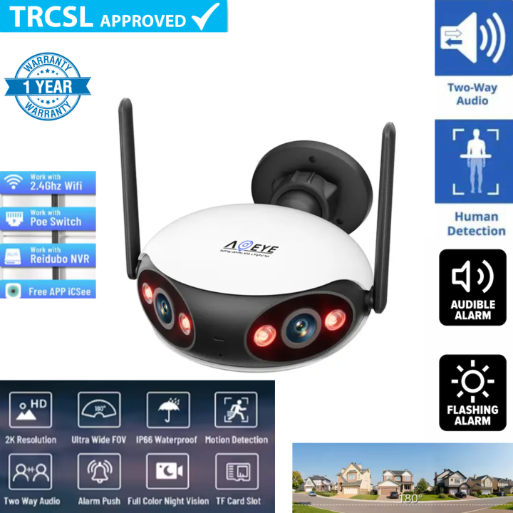 4K Dual Lens 180 Panoramic WIFI Camera AI POE IP Security Camera ...