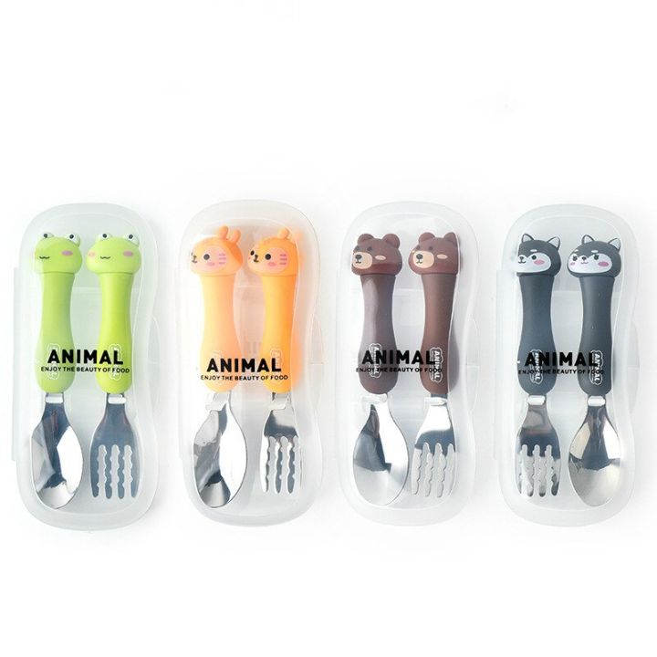 2pcs Tableware Cartoon Kids Spoon and Fork Set Stainless Steel Cute ...