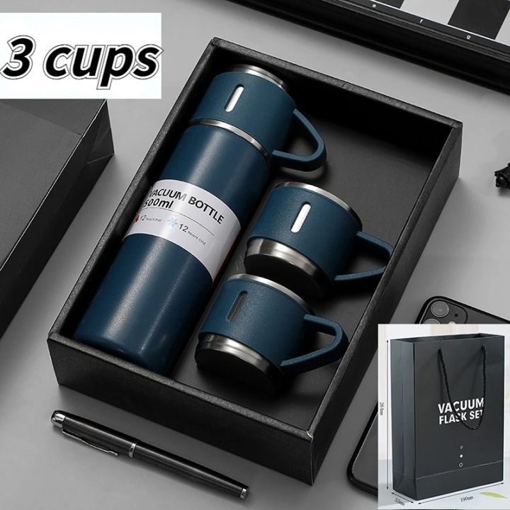 Stainless Steel Vacuum Flask Gift Set Office Business Style Thermos ...