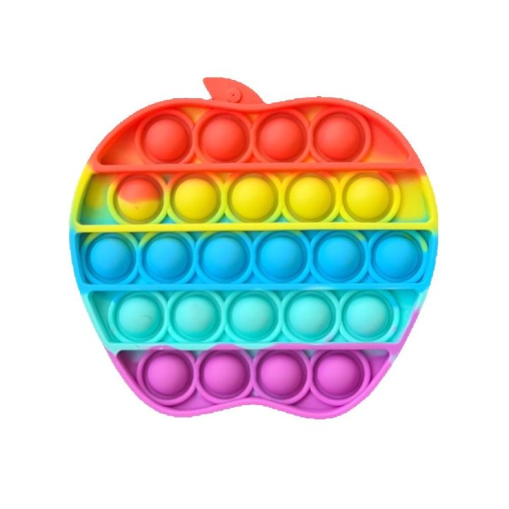 Popit Rainbow Apple Shape Fidgets Toy Push Bubble Popping Game | Daraz.lk