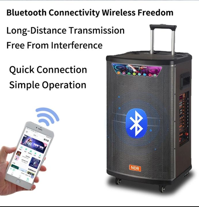 NDR-512 100W Super Power Outdoor Karaoke Bluetooth Subwoofer Wooden ...