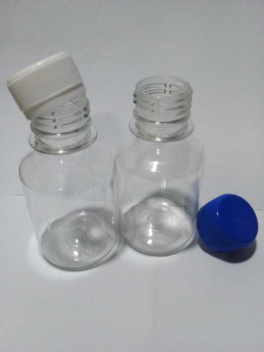 Multi purpose clear bottle 100 ml with self locking lid (multi color ...