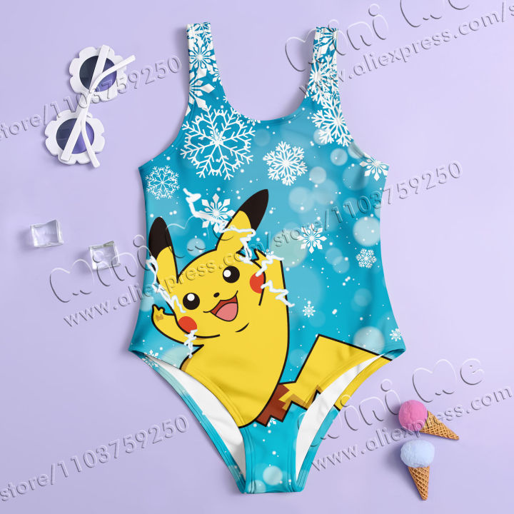 MINISO Girl Summer One-Piece Swimsuit Fashion Cartoon Cute Pokemon ...