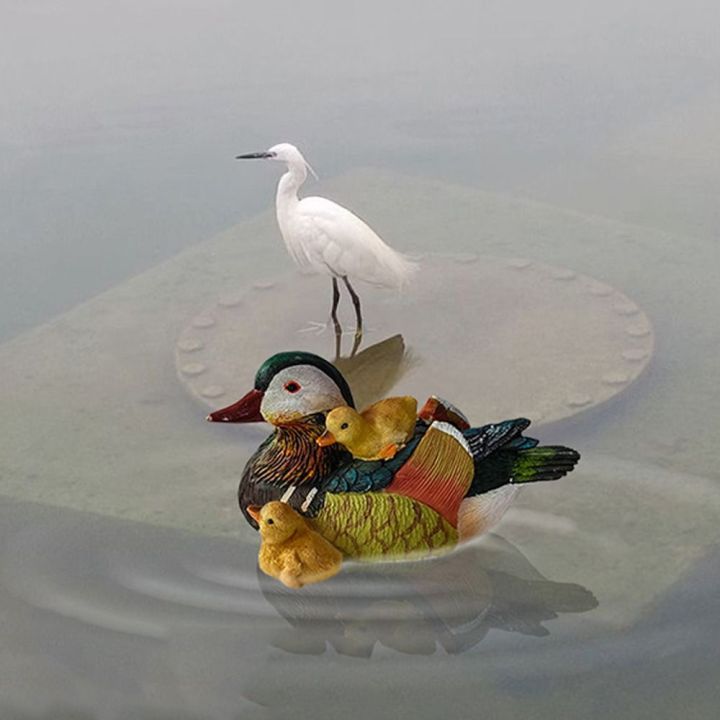 Durable Realistic Mandarin Duck Statue Floating Resin Swan Sculpture ...