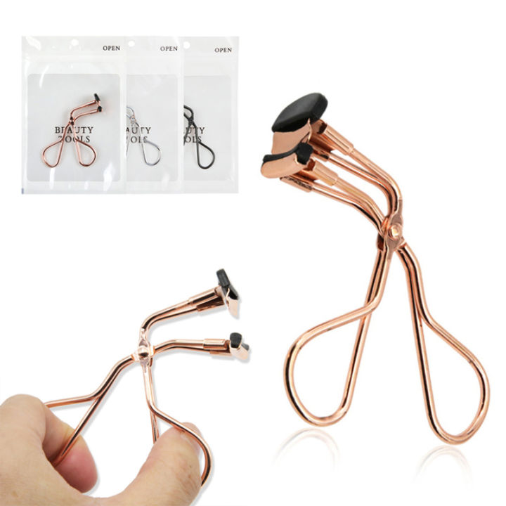 Black Durable Stainless Steel Eyelash Curler Ladies Portable Gold Lash ...