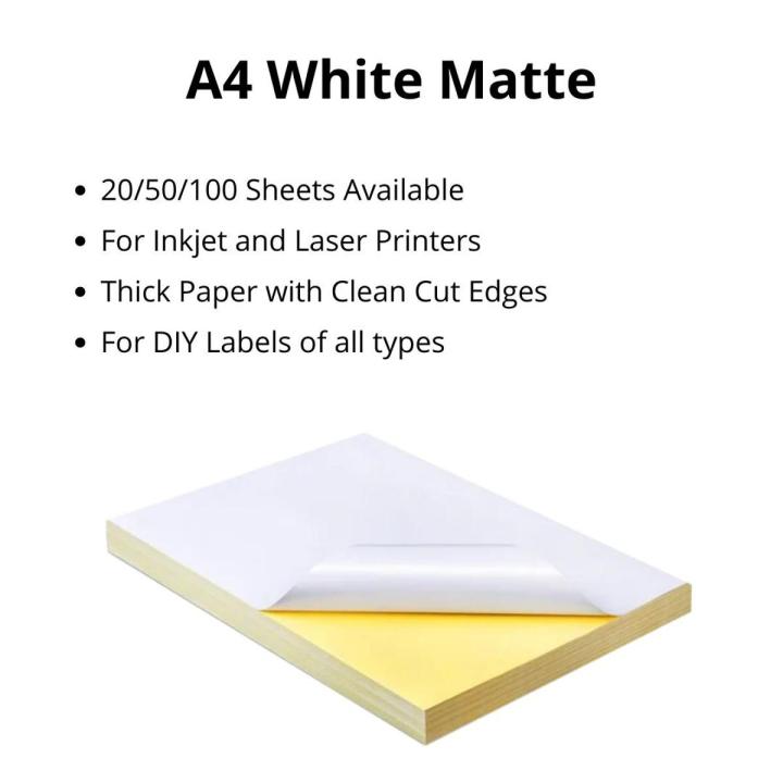 A4 Blank White Sticker Paper Self Adhesive 20/50/100 sheets/pcs - Matte ... A4 Blank White Sticker Paper Self Adhesive 20/50/100 sheets/pcs - Matte ...