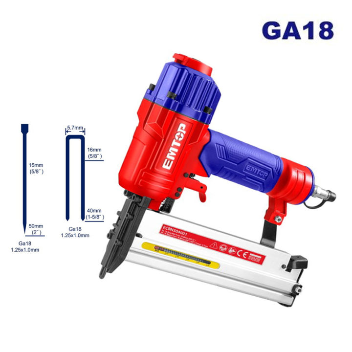 Emtop 2 in 1 Combo Air Brad Nailer & Staipler - GA18 - ECBN504001 ...