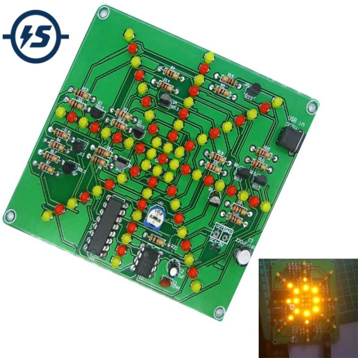 【TianYu Mall】Electronic DIY Kit Flash Light Kits 73 LEDs Yellow Dual ...