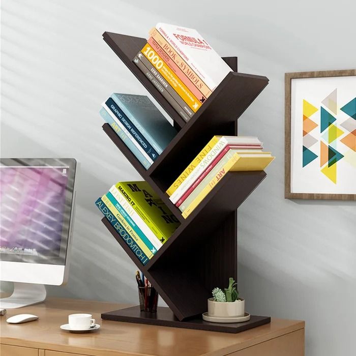 Small Bookcase tree Shape Wall Side Fixture Book Stand Waterproof For ...