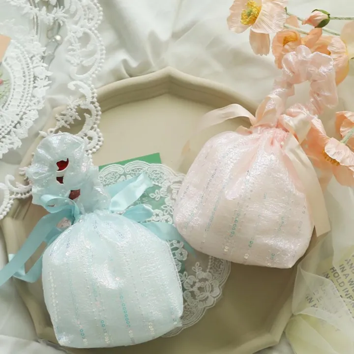 Satin Candy Bag Elegant Handheld Ribbon Tied Ribbon Box Compact ...