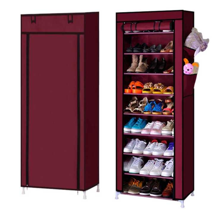 10 Layer Closable Shoe Rack - Maroon Colour (FDC) | Daraz.lk