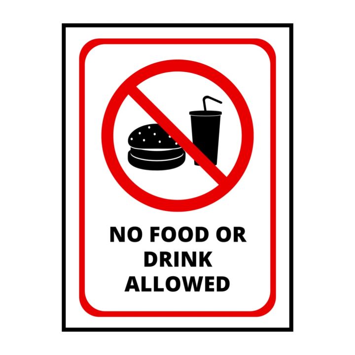 No Food Or Drink Allowed Sign Board - 15cm X 21cm | Daraz.lk