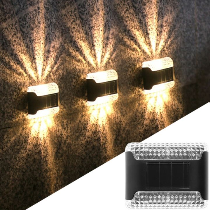 2LED IP65 ABS Waterproof LED Lights Stairs Garden Fence Lights Solar Powered Wall Lights Outdoor ...