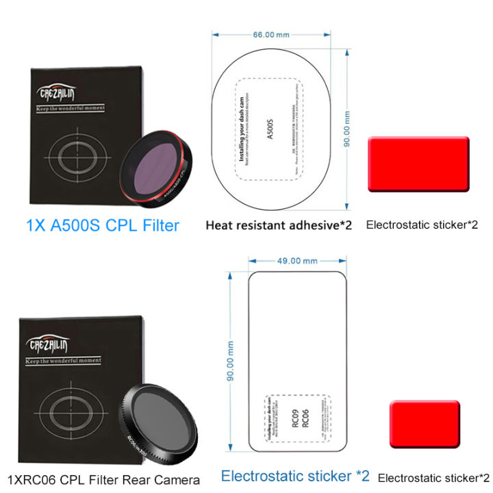 for 70mai pro plus+ A500s CPL Filter or RC06 Rear camera CPL Filter for ...