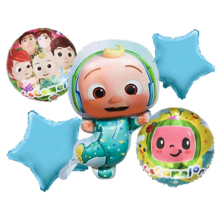 5 Pcs Cocomelon Foil Balloon Pack - Themed Birthday Party Balloons for ...