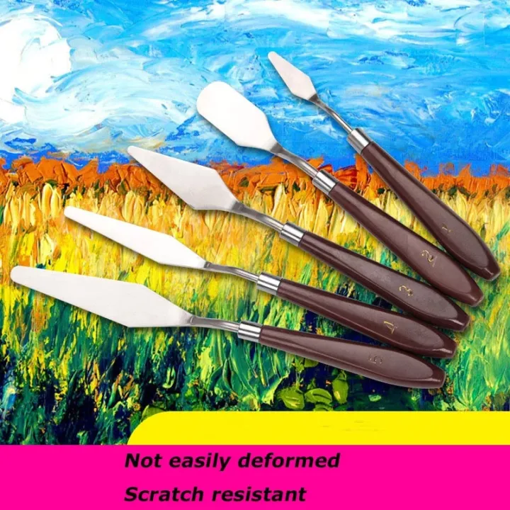 5-Piece Painting Knife Set – Versatile Stainless Steel and Wood Palette ...
