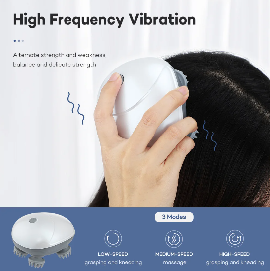 Wireless Electric Head Massager with Rechargeable Battery, Waterproof ...