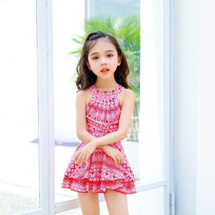 Girls Swimwear Women's Conservative Middle and Big Children's Swimsuit ...