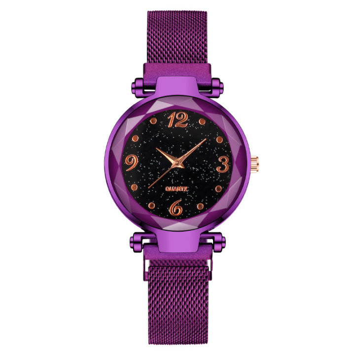 Digital Starry Sky Dial Women's Watch Quartz Magnetic Lazy Magnet ...